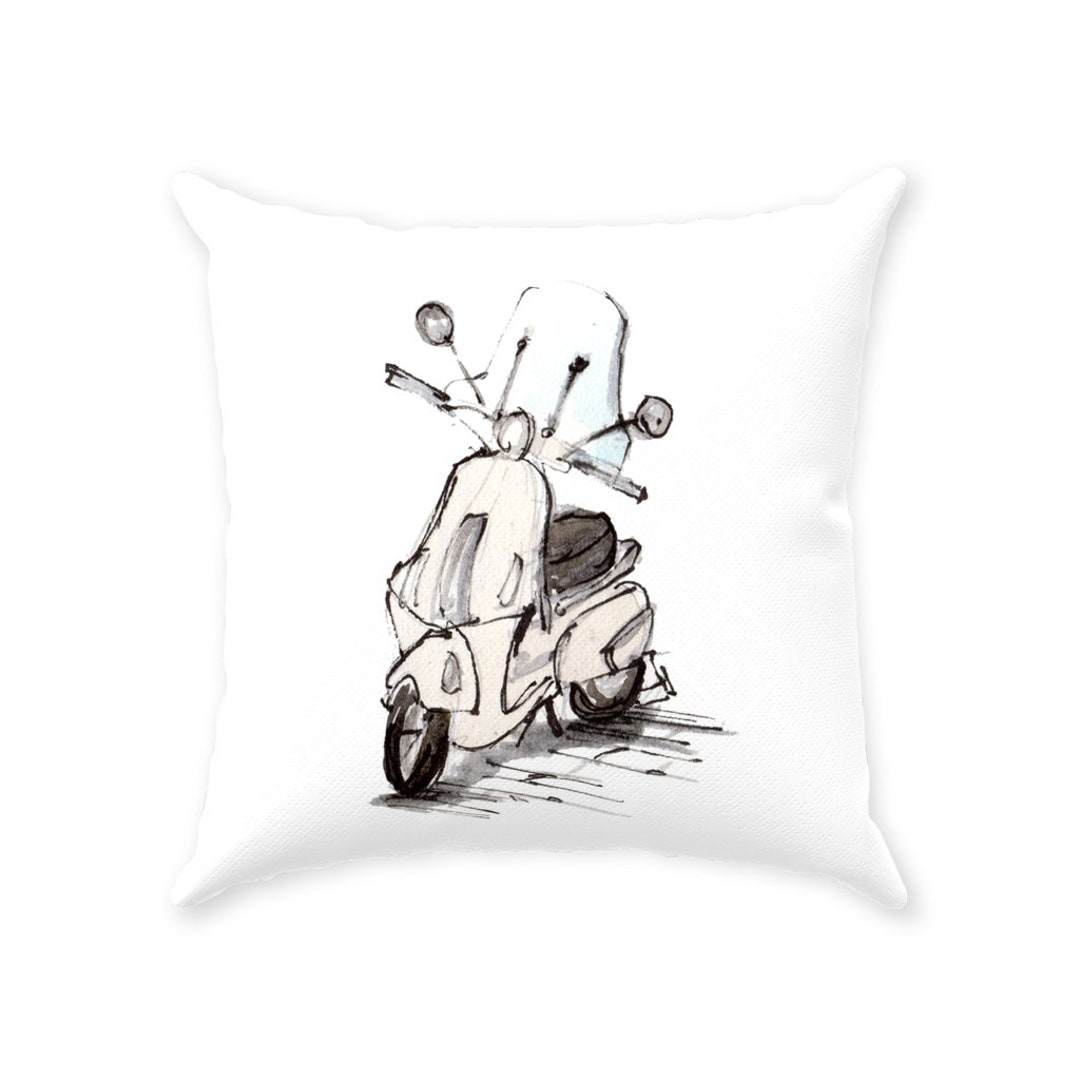 Adorable Vespa Scooter Throw Pillow, Square Pillow, Fun Decor, Vespa ...