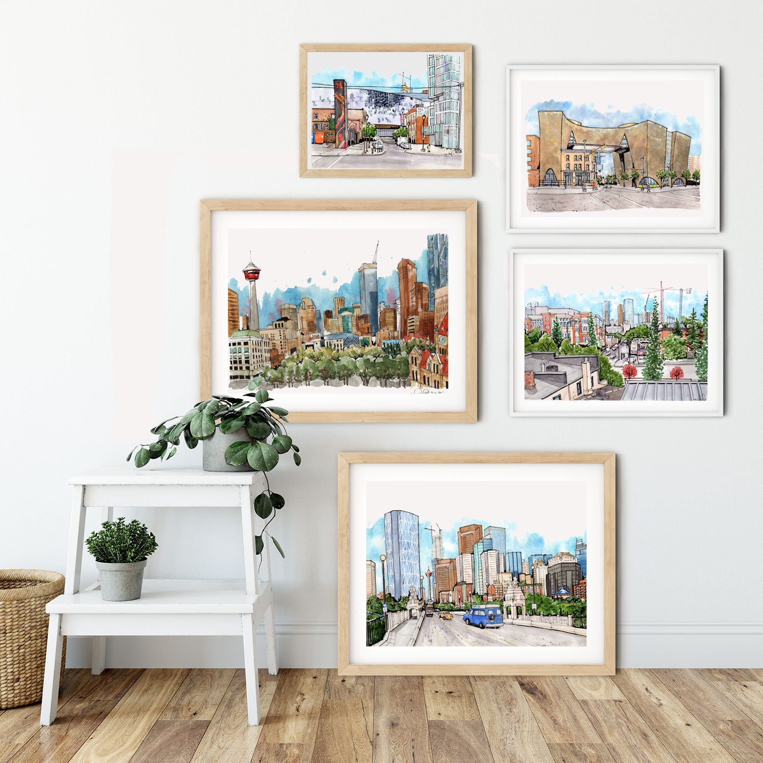 Calgary Skyline Watercolor Art Print YYC Downtown Alberta - Etsy Norway
