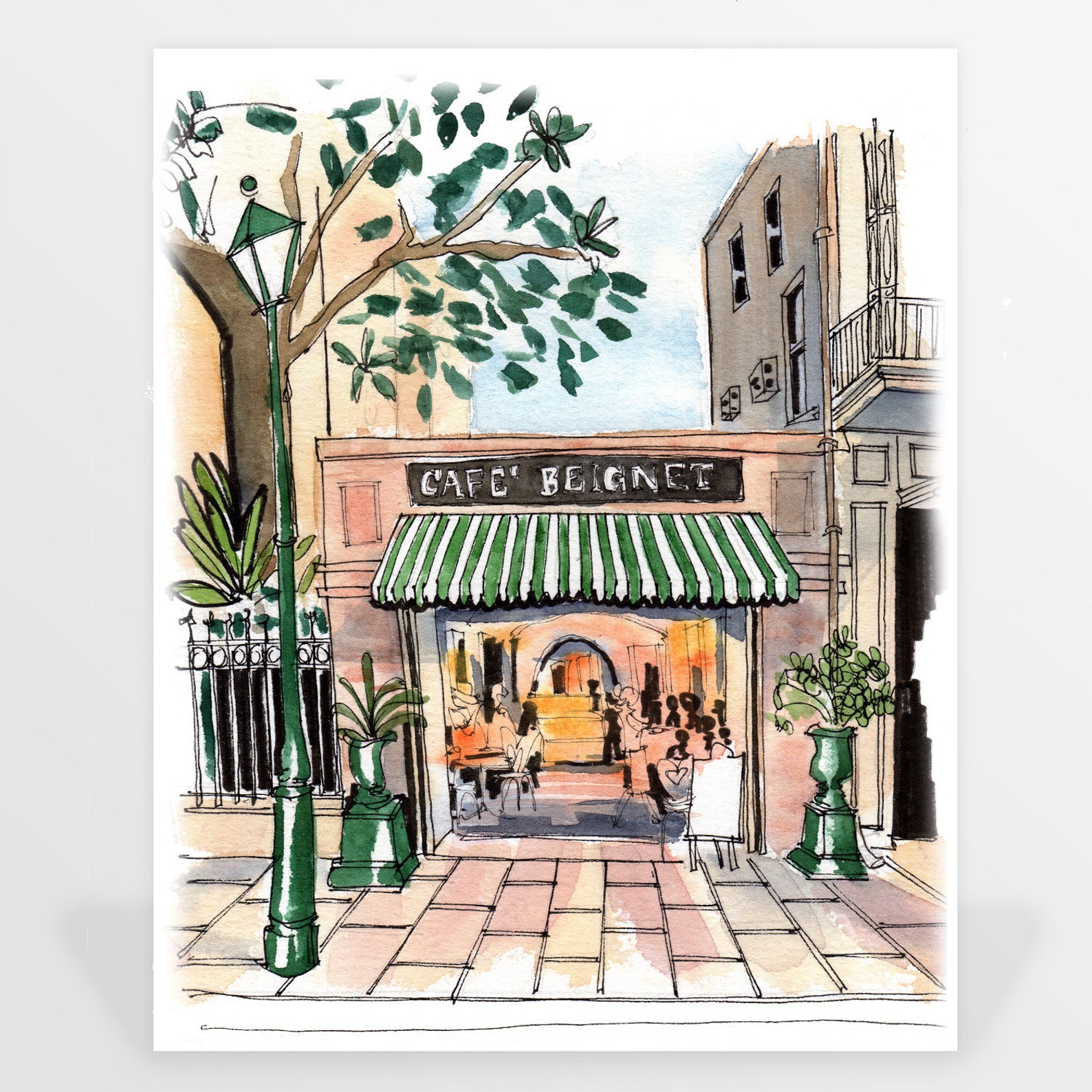 Cafe Beignet Watercolor Print Wall Art Watercolor - Etsy Canada
