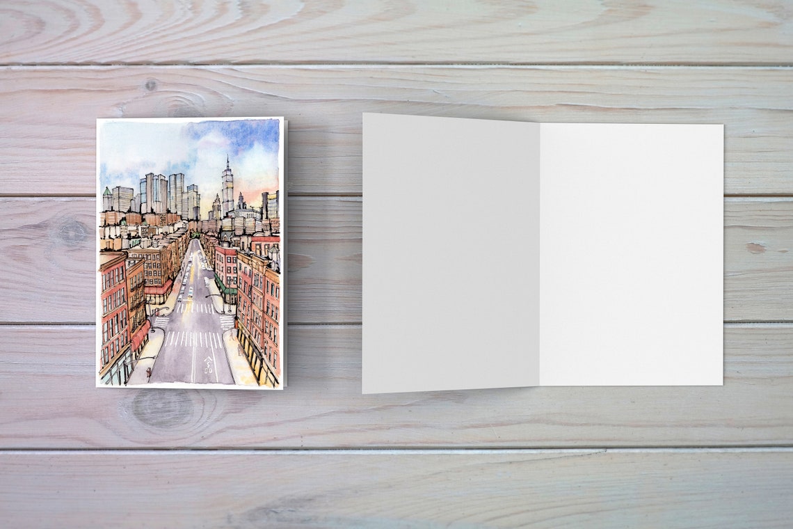 New York City Art Cards Watercolor NYC Art Card Set Back to - Etsy