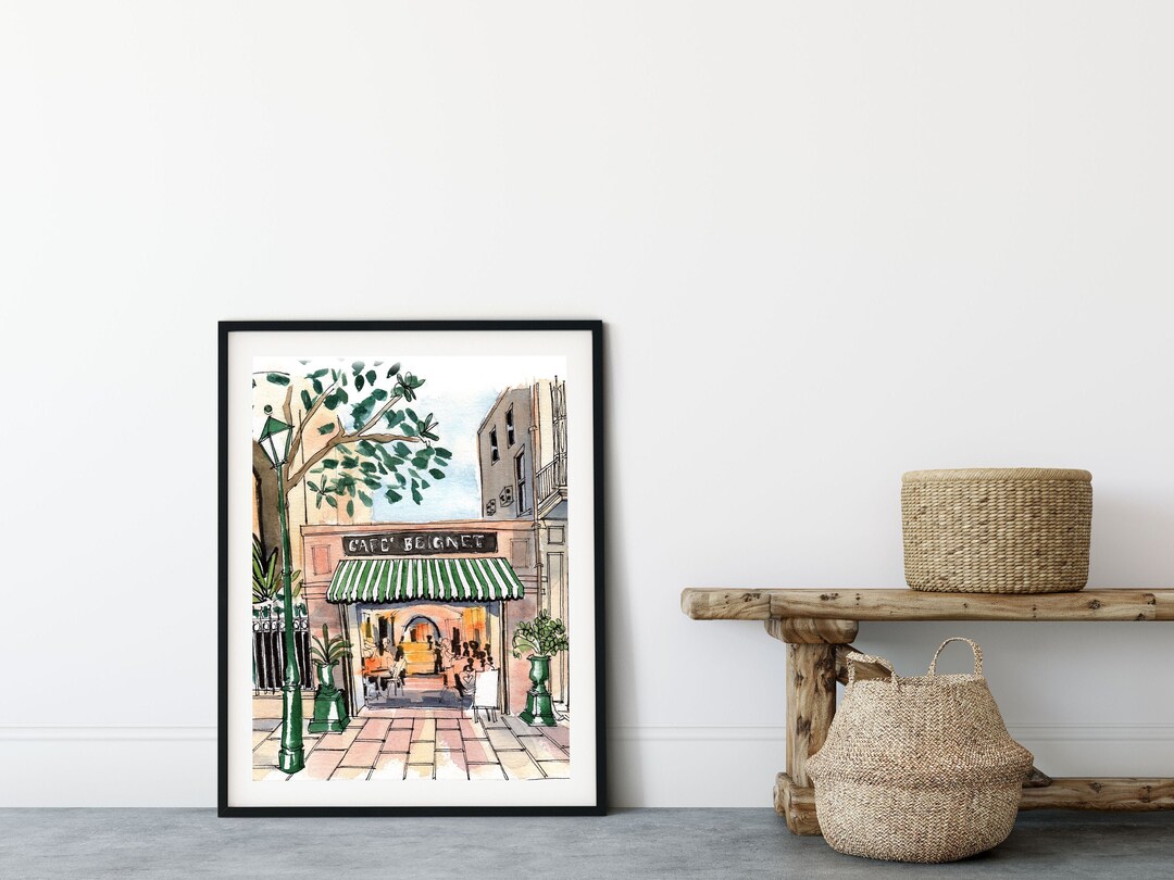 Cafe Beignet Watercolor Print, Wall Art, Watercolor Illustration, New ...