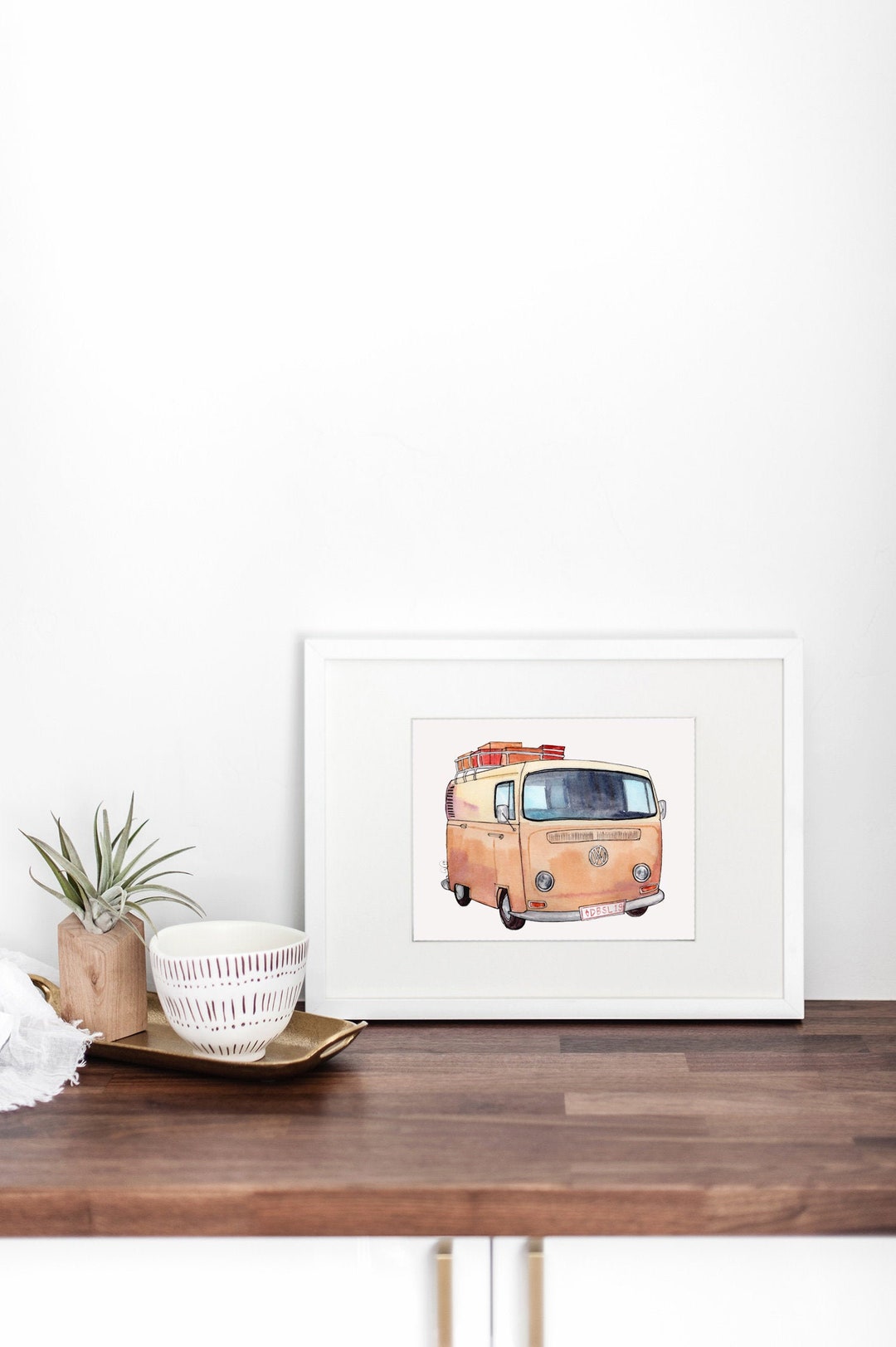 Volkswagen Van Vintage Art Print, VW Van Travel Print, Modern Beach Art ...