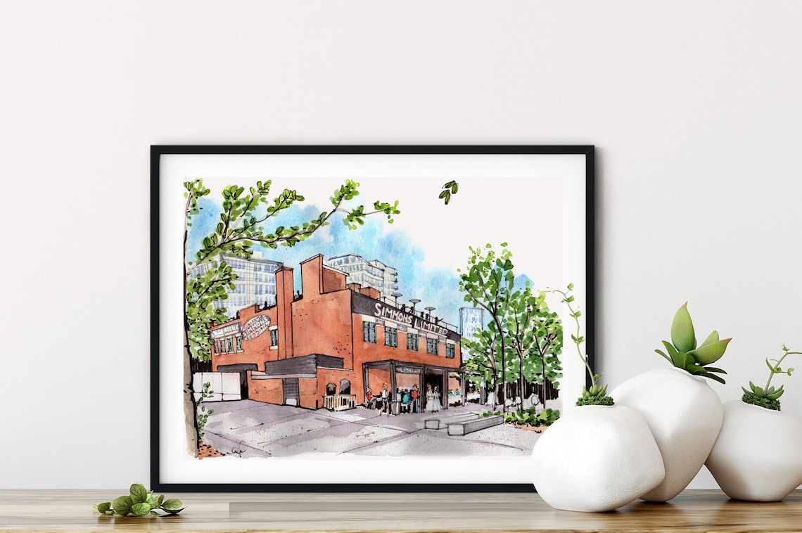 Simmons Building Watercolor Print: East Village Calgary Skyline Art - Etsy