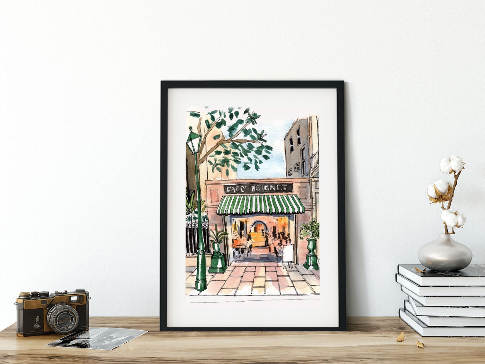 Cafe Beignet Watercolor Print Wall Art Watercolor - Etsy