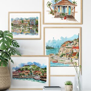 Mazatlan Coastline Watercolor Art Print, Mexico Travel Art Print ...