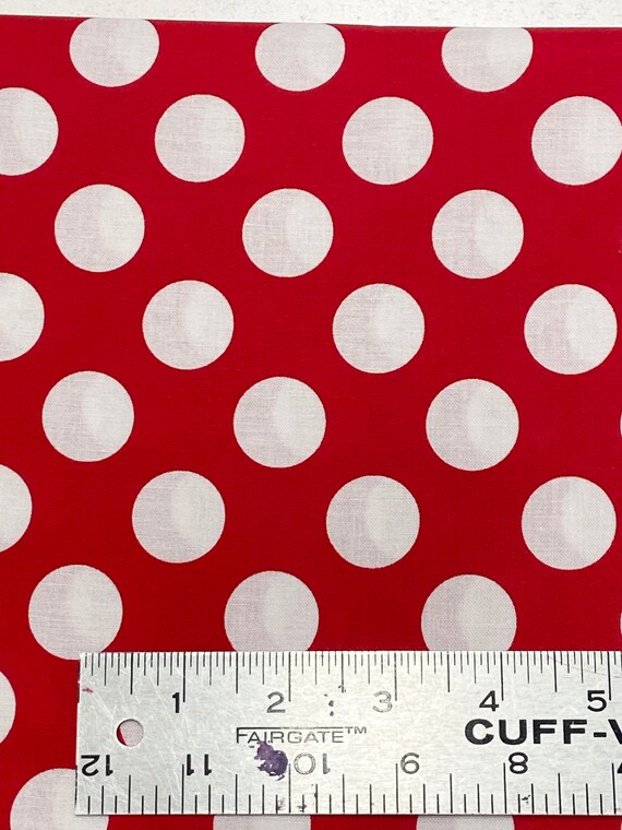 White Large Dots on Red Apparel Fabric 100% Cotton Woven - Etsy