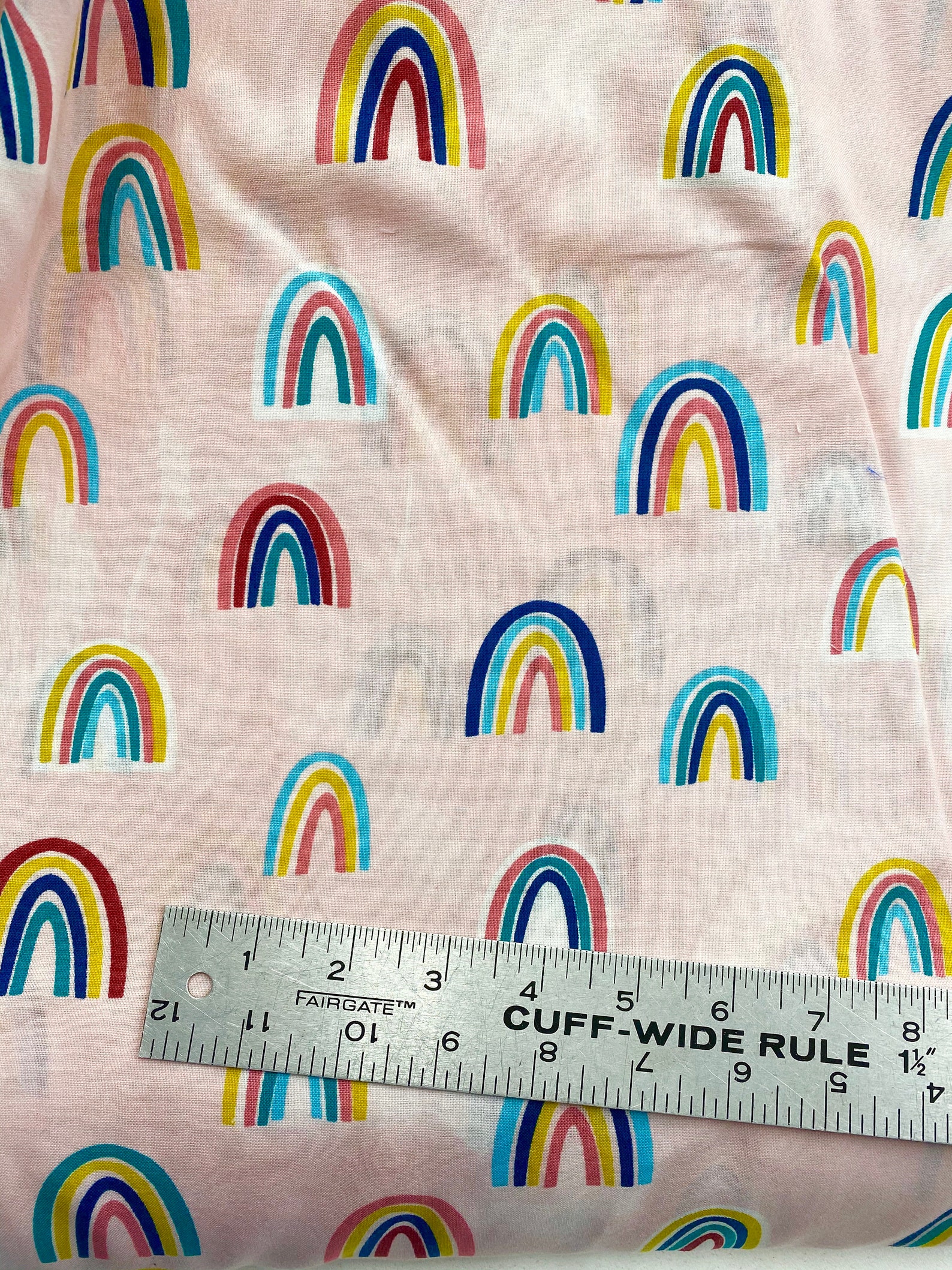 Rainbow Apparel Fabric pink rainbow cotton fabric woven | Etsy