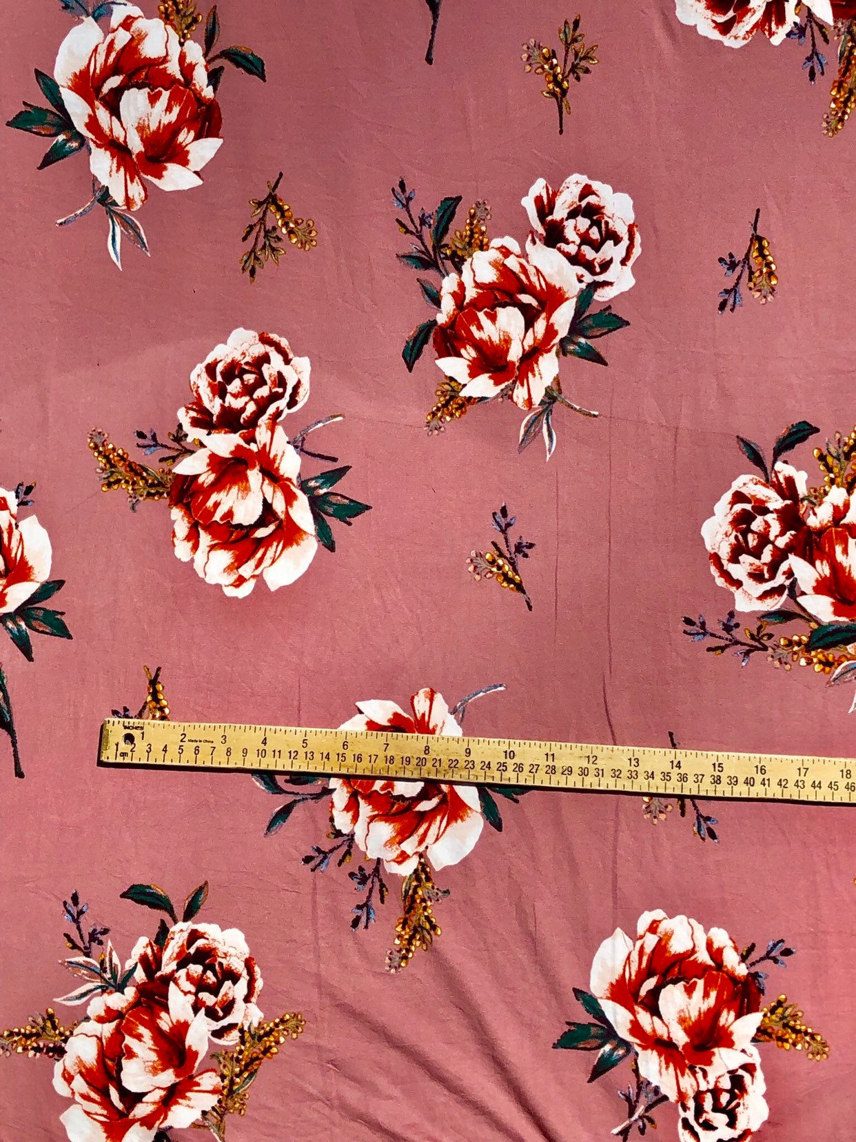 Floral on Dusty Rose Brushed Polyester Stretchy Knit Fabric - Etsy UK