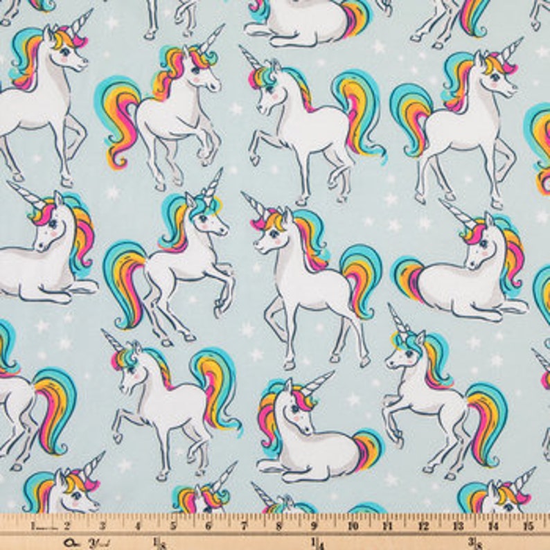 Unicorn Knit Fabric Unicorn Cotton Fabric Jersey Knit Fabric - Etsy