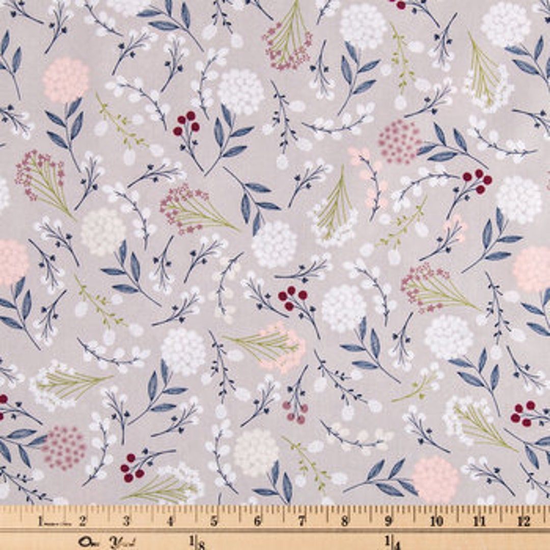 Berry Leaves Apparel Fabric, Woodland Cotton Apparel Fabric ...