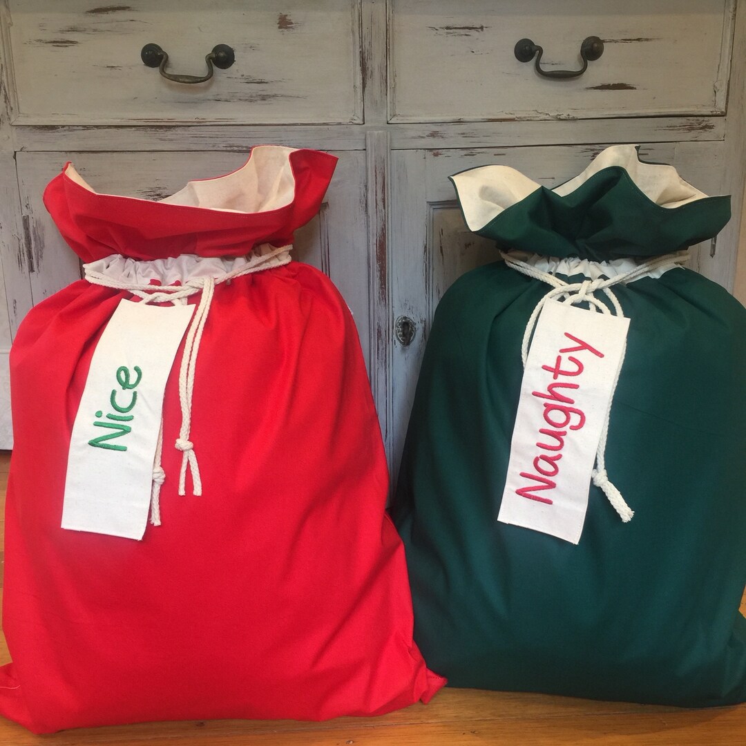 Santa Sack Christmas Santa Sackred Green Timeless Quality - Etsy