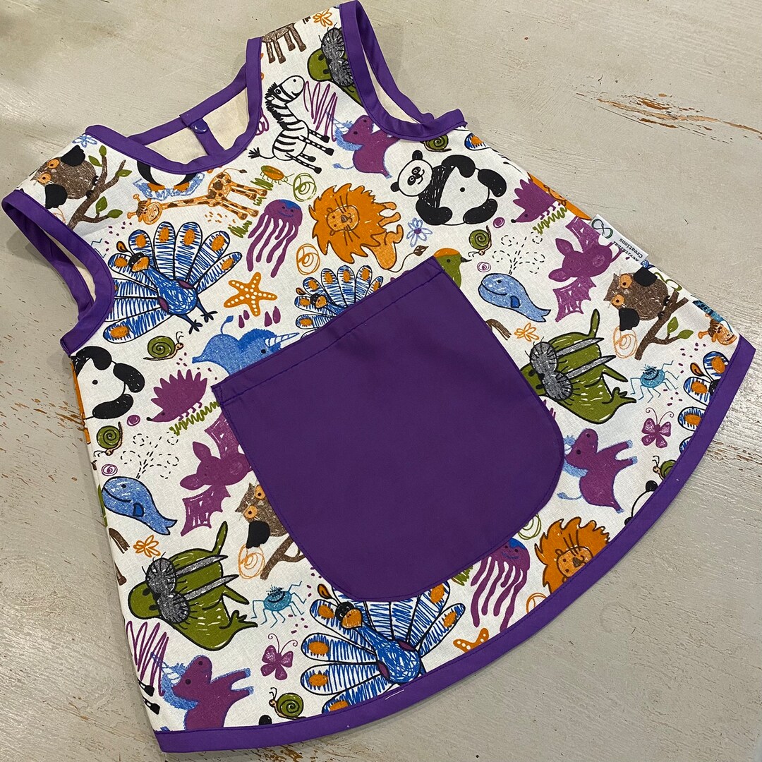 Art Smock, Apron, Unisex Painted Animals, Multi Colour, Quality ...