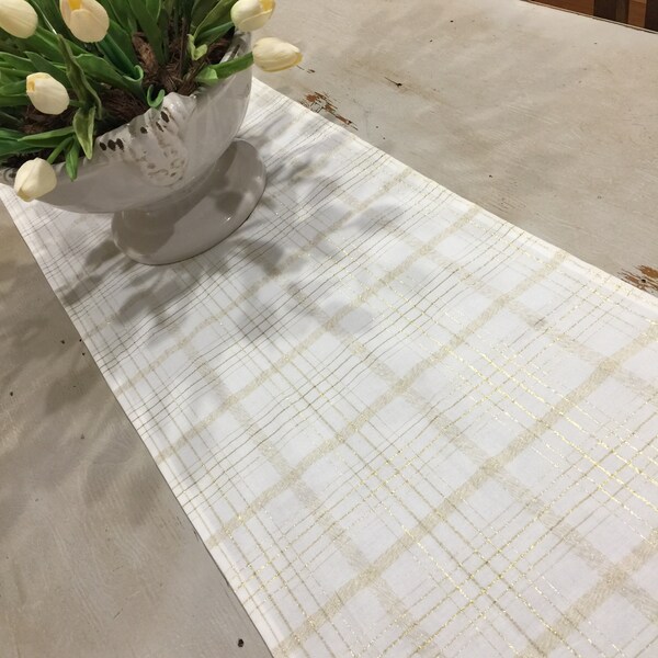 Wedding White and Gold Table Runner - Etsy
