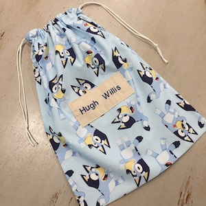 Library Bag, Bluey, Sports Bag, Toy Bag, Large Drawstring, Personalised ...