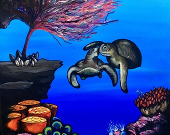 Turtle Love Happy Anniversary Drawing Card Comes with envelope