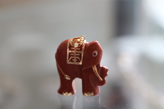 Red Jasper Elephant Pendant | Etsy