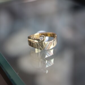 Funky Contemporary Tri-color Gold Band With Diamond Accent - Etsy