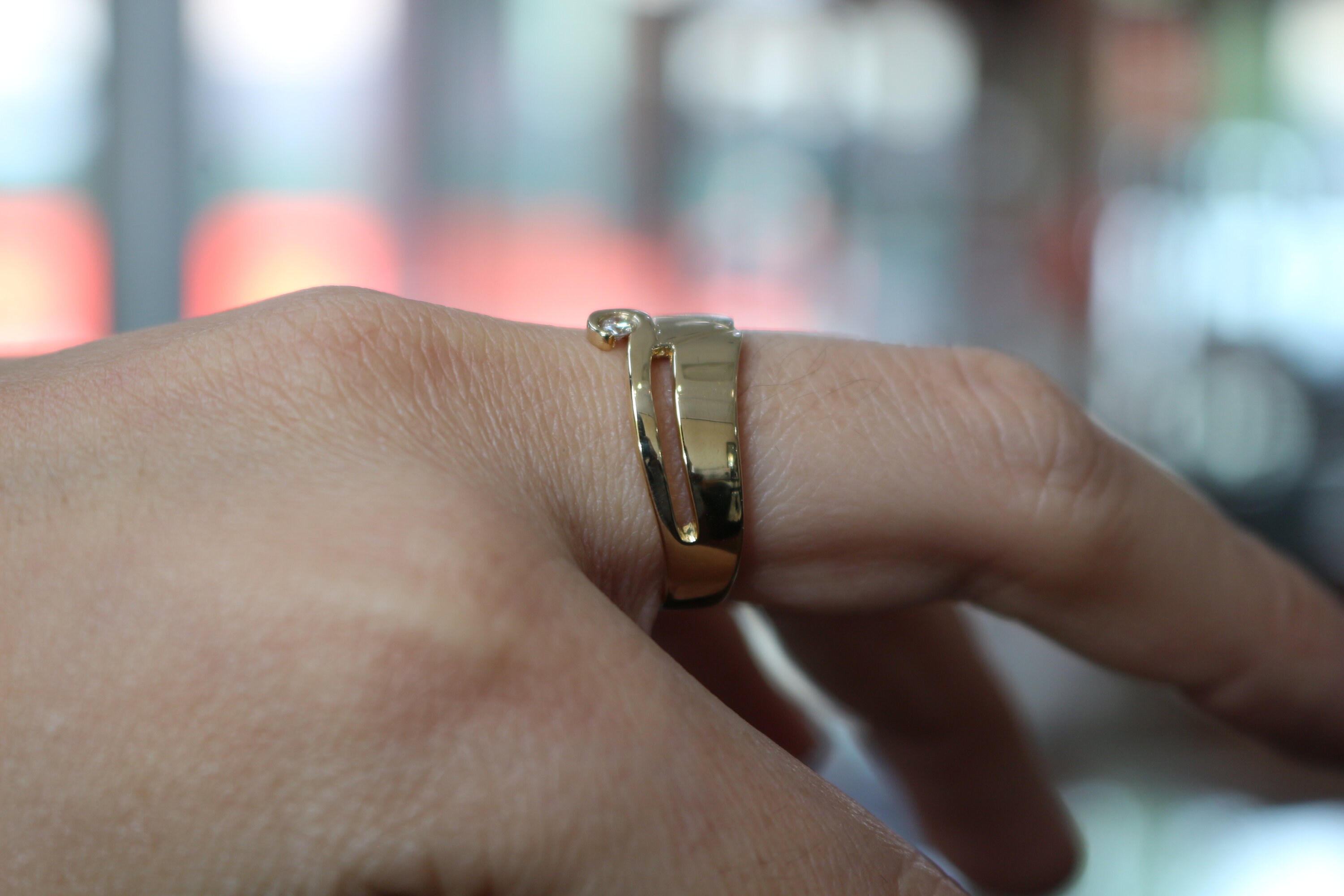 Funky Contemporary Tri-color Gold Band With Diamond Accent - Etsy