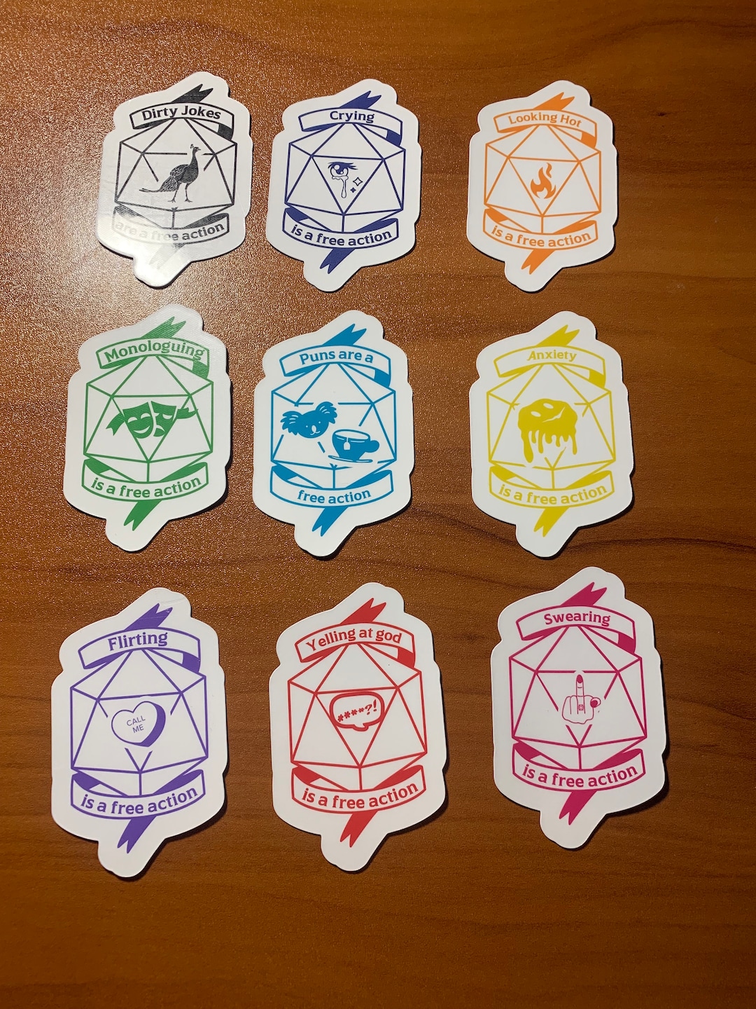 D&D Free Action Set of 9 Stickers - Etsy