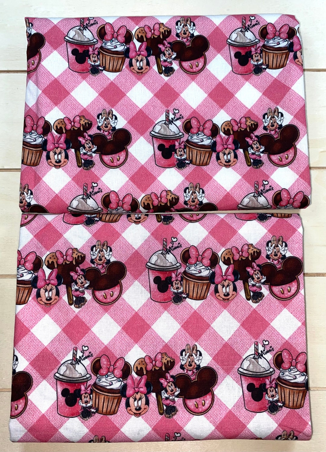 2 Pc Minnie Mouse Ears-mouse-fabric Remnants Cotton Woven 18x26 Custom ...