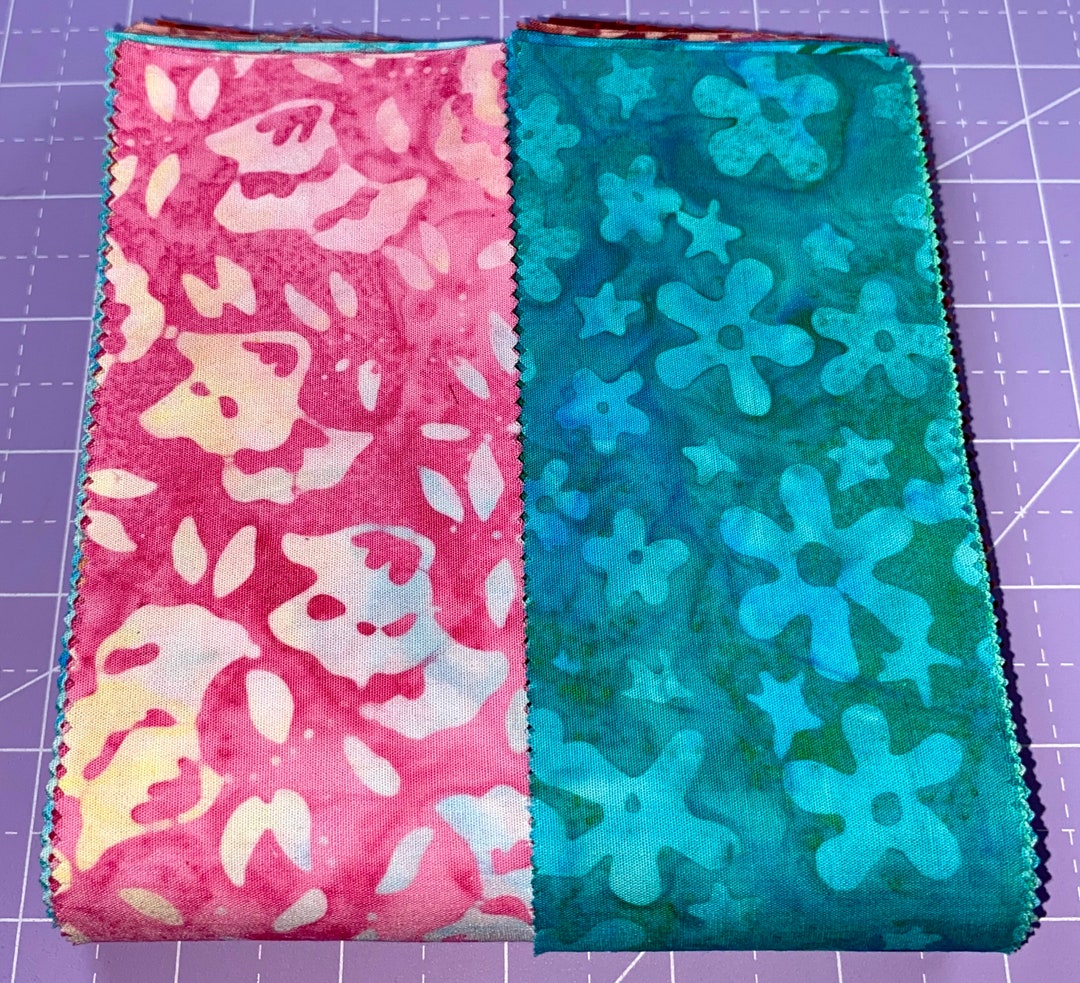 80 Pc Teal Pink Burgundy Batiks Fabric Strips Java Batiks-batiks Strips ...
