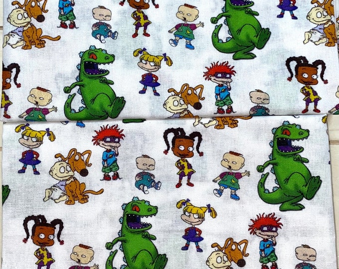 2 Pc Rugrats Fabric Remnants Cotton Woven Approx 18x26 Rugrats Cartoon ...