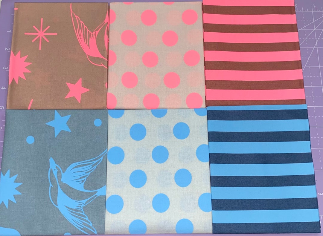 6 Pc Neon True Colors-tula Pink-fat Quarter-tula Pink Fabric-fairy ...