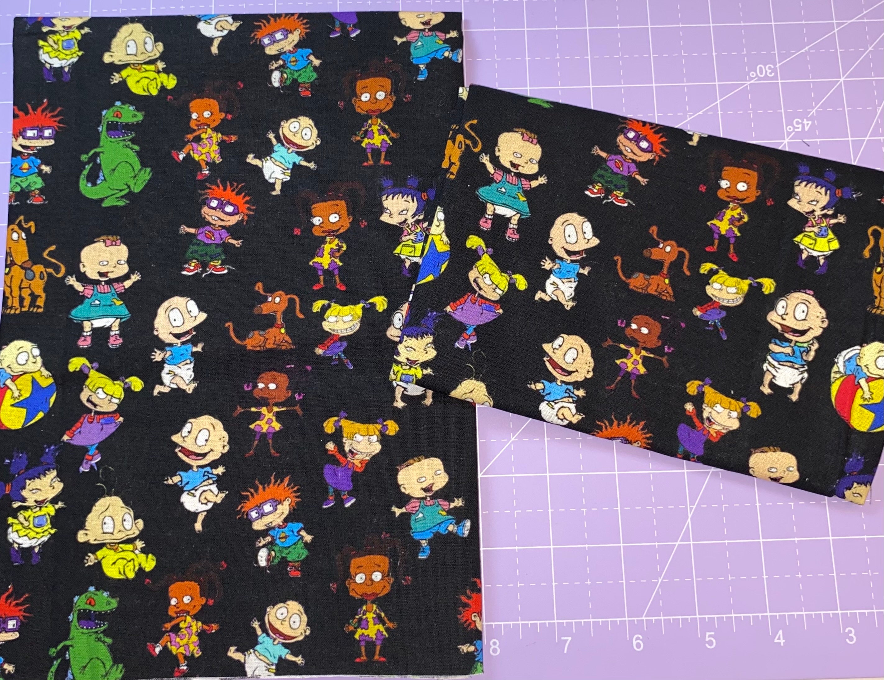 2 Pc Rugrats Fabric Remnants Cotton Woven Approx 18x26 Rugrats Cartoon ...
