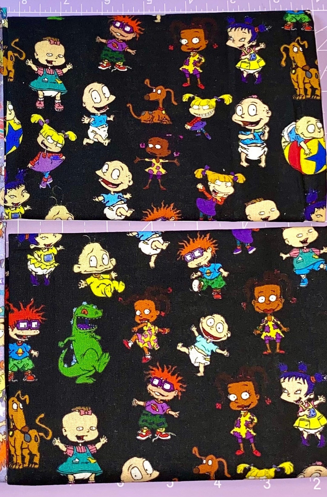 2 Pc Rugrats Fabric Remnants Cotton Woven Approx 18x26 Rugrats Cartoon ...