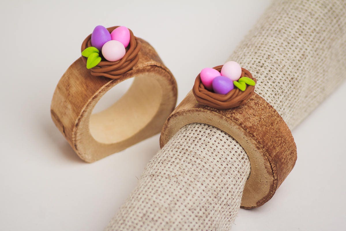 Easter Napkin Rings Set of 8 Wood Rustic Table Decor Spring - Etsy