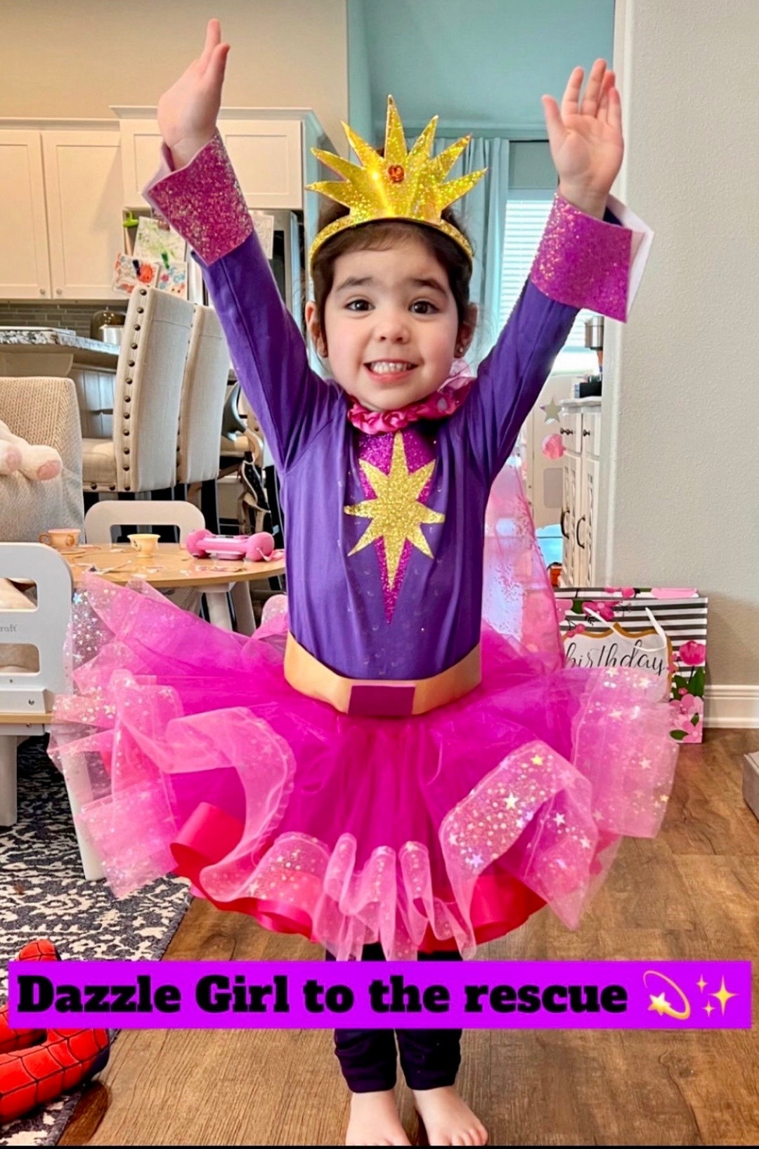 Dazzle Girl Inspired Costume: Sparkle Cape, Tutu, and Crown Birthday ...