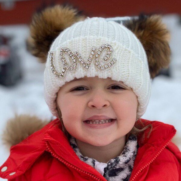 Double Pom Pom Hat - Etsy
