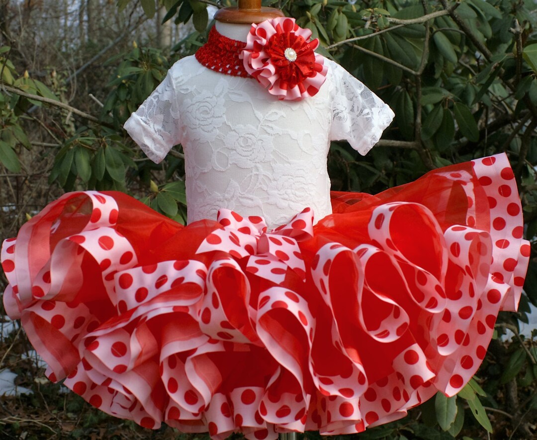 Ribbon Trimmed Tutu, Birthday Tutu, Polka Dot Tutu, Easter Tutu, Ribbon ...