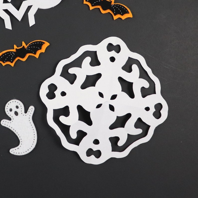 3 Easy Level Paper Snowflake Fold&cut Patterns, Ghosts, Spiders, Ghosts ...