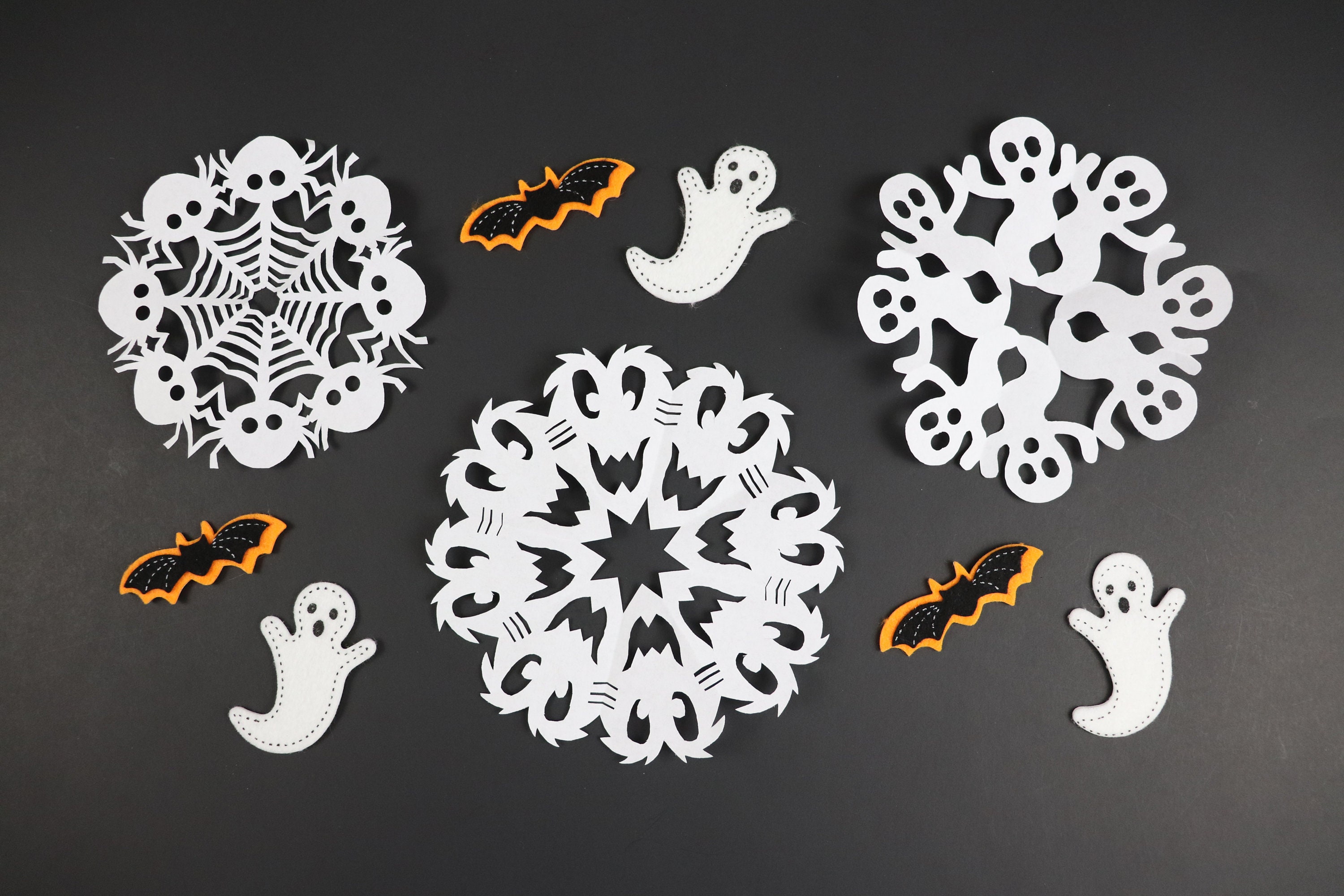3 Paper Snowflake Fold&cut Patterns, Goblins, Ghosts, Spiders, Level 2 ...