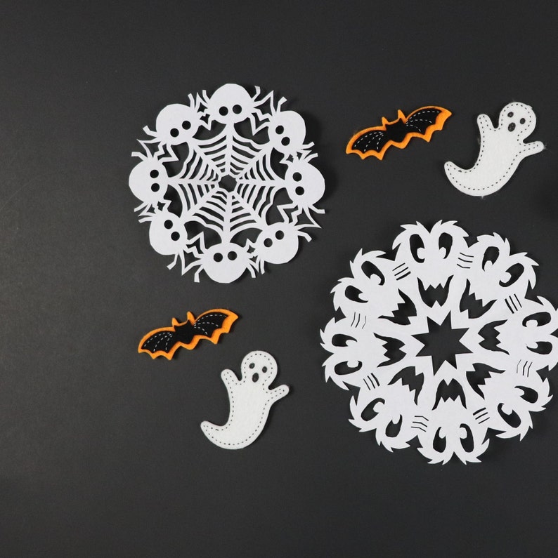 3 Paper Snowflake Fold&cut Patterns, Goblins, Ghosts, Spiders, Level 2 ...
