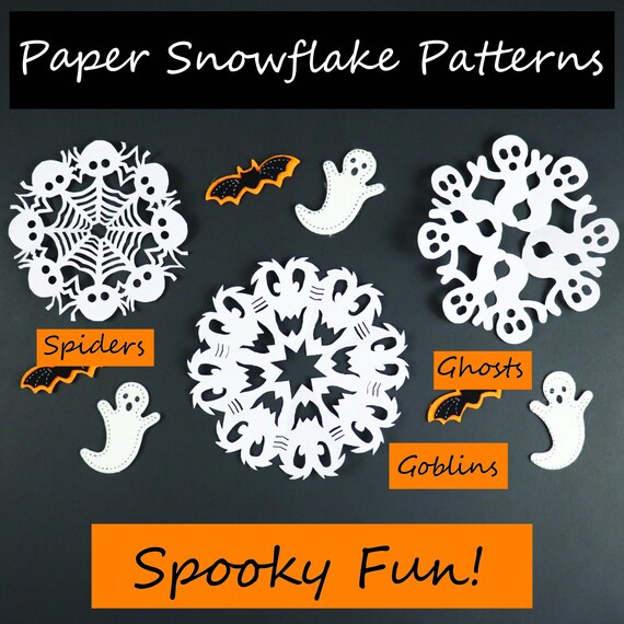 3 Paper Snowflake Fold&cut Patterns Goblins Ghosts Spiders | Etsy