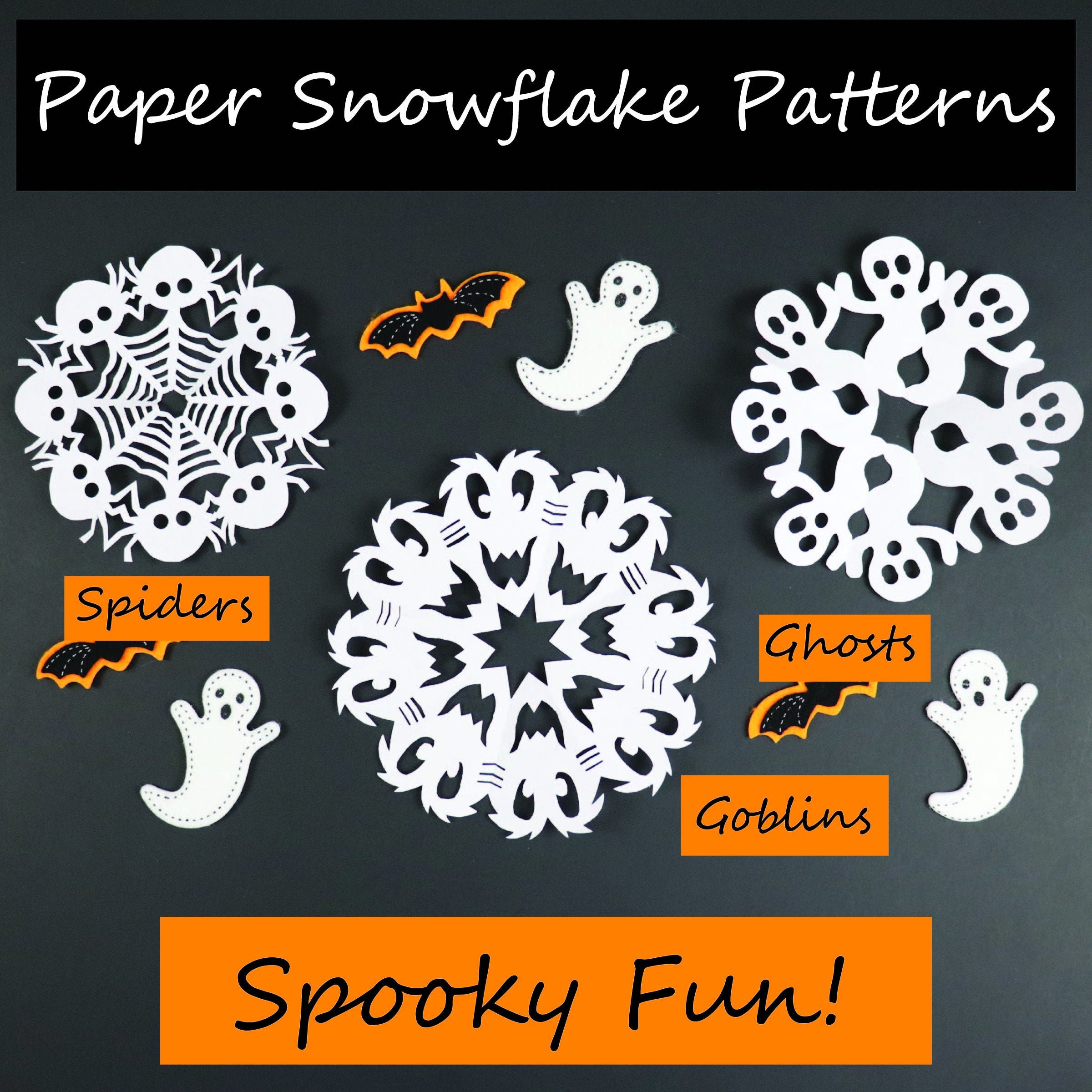 3 Paper Snowflake Fold&cut Patterns, Goblins, Ghosts, Spiders, Level 2 ...