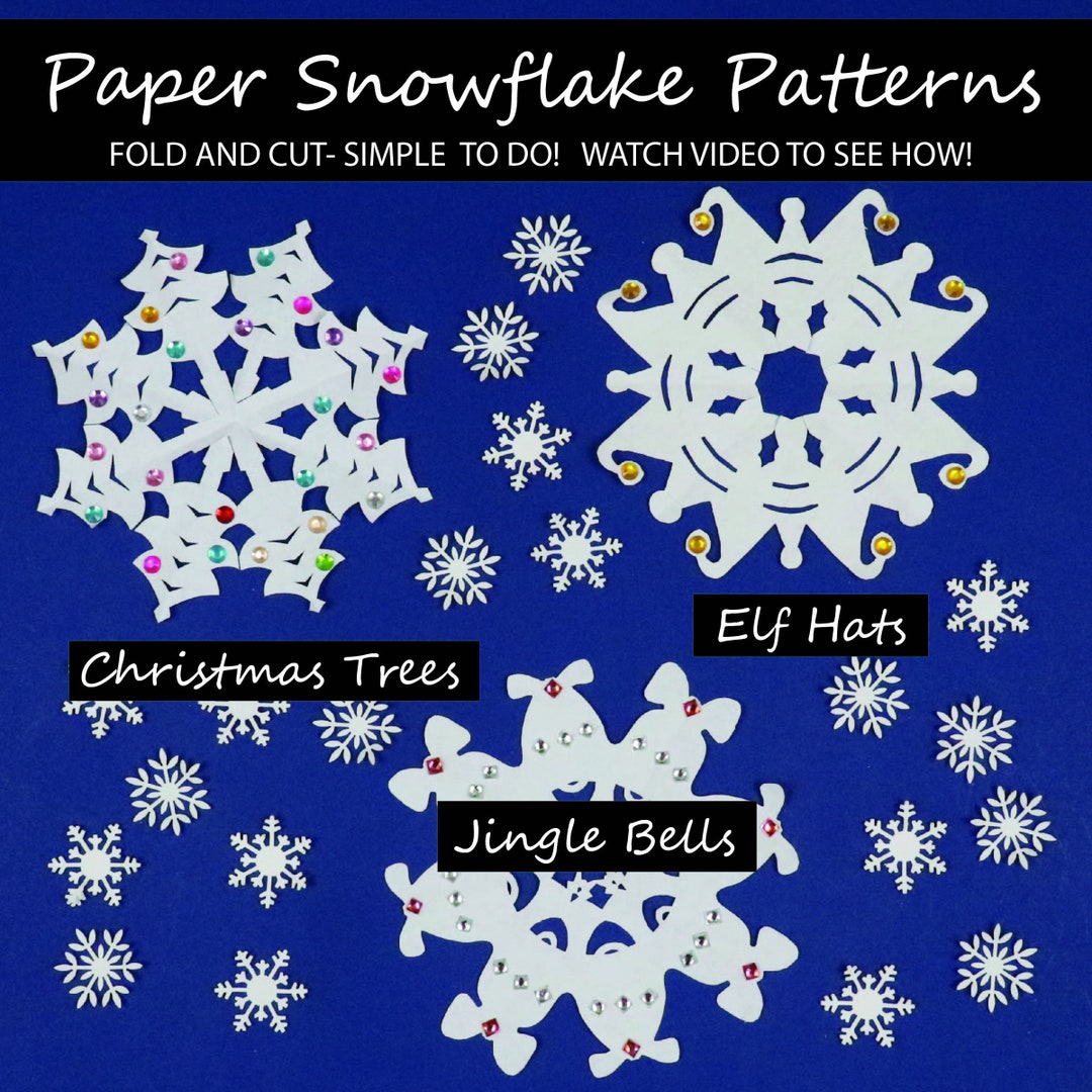 Jingle Bell, Christmas Tree, Elf Hat, 3 Fold-and-cut Paper Snowflake ...