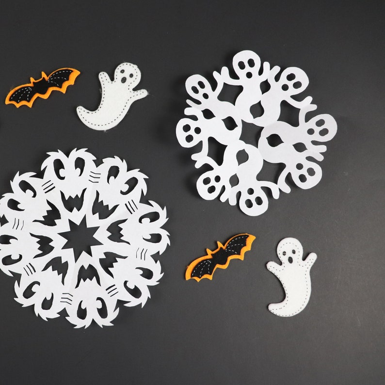 3 Paper Snowflake Fold&cut Patterns, Goblins, Ghosts, Spiders, Level 2 ...