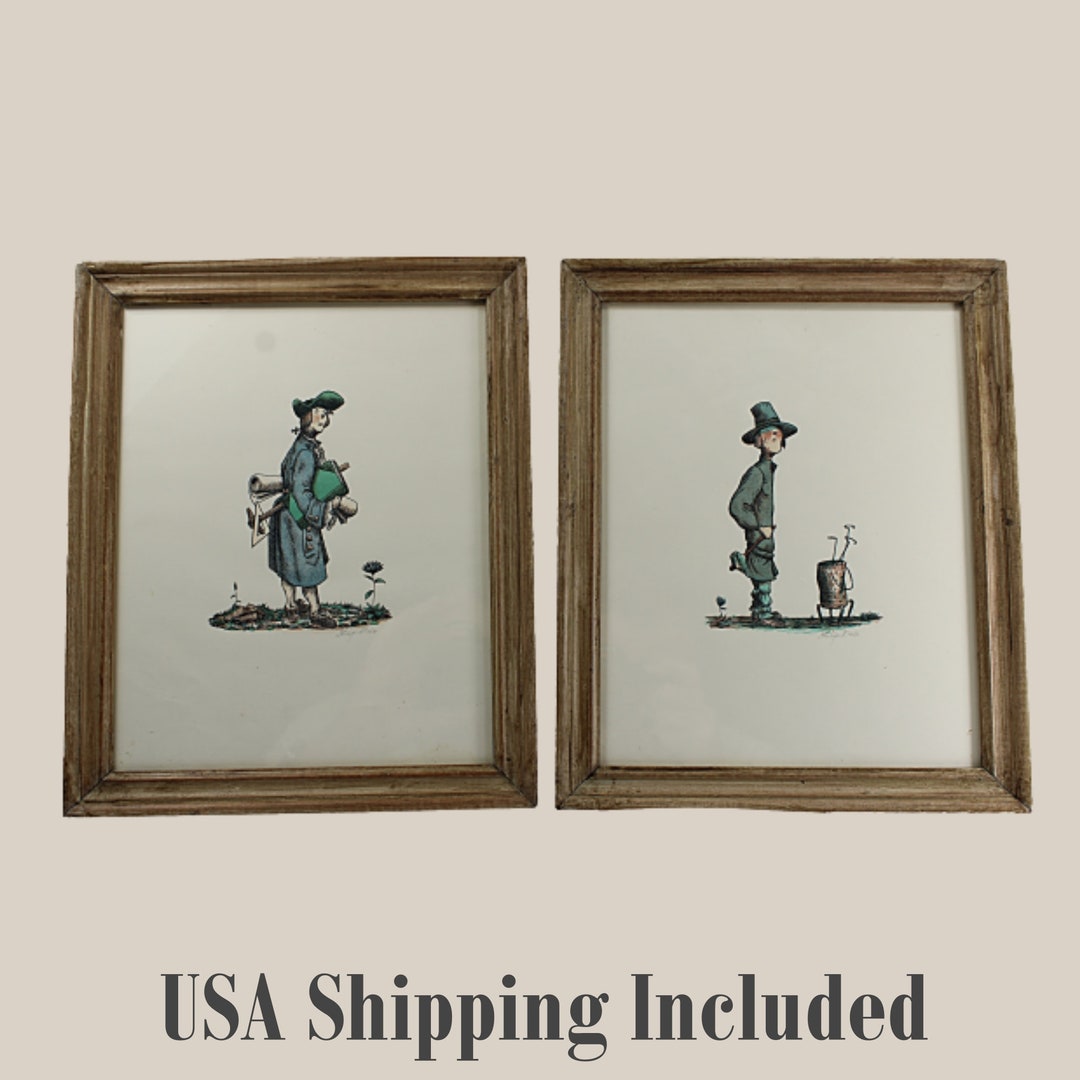 Vintage PAIR PHILIP REED Wood Engraving Prints, Pencil Signed Framed ...