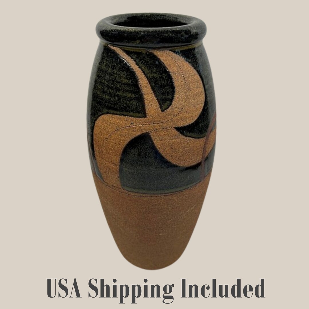 Vintage Studio Art Pottery Vase Signed Terracotta - Etsy