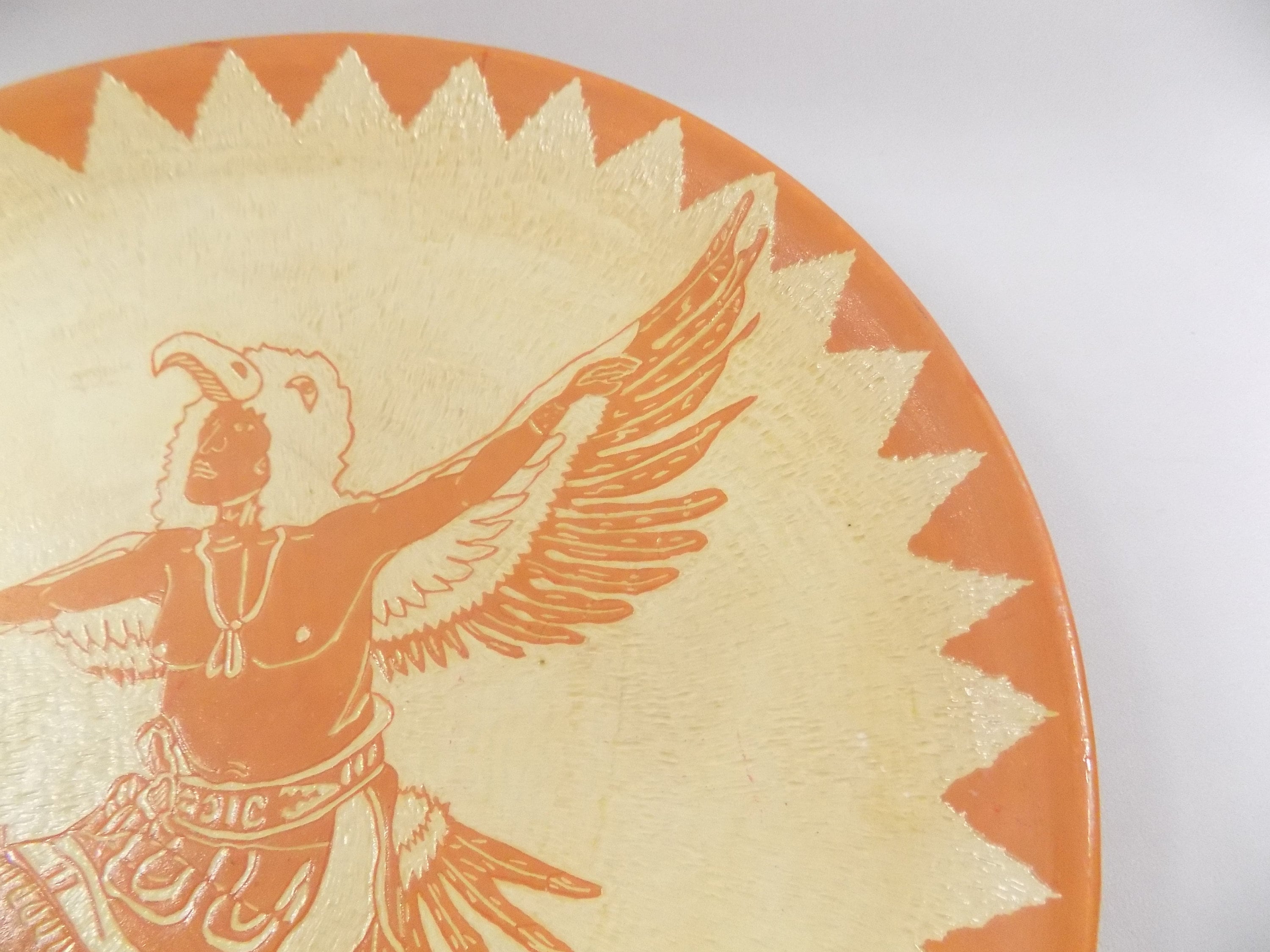 Vintage SANTA CLARA PUEBLO Red Clay Plate Eagle Dancer | Etsy