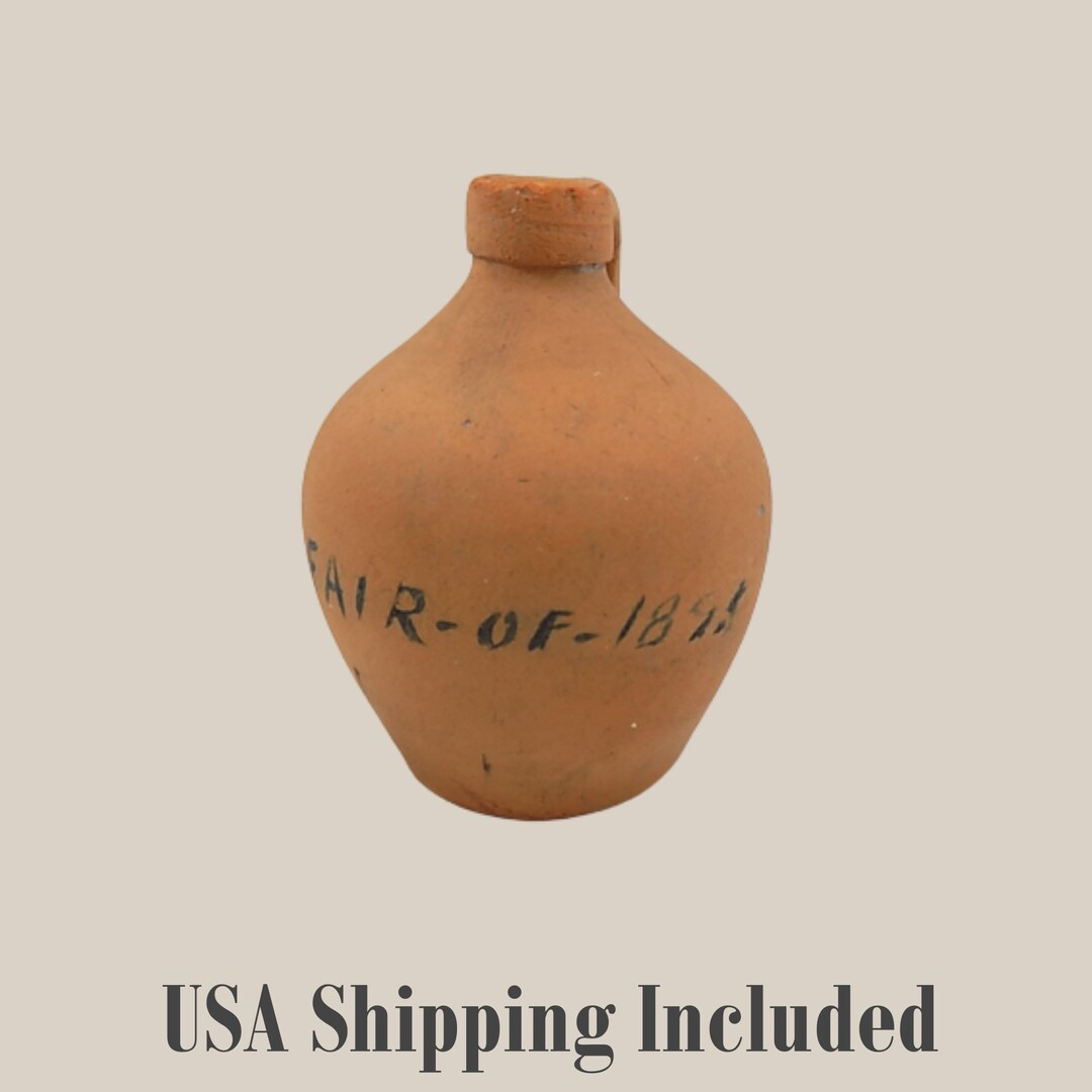 ANTIQUE RARE REDWARE Miniature Jug 1895 Fair Commemorative Cotton ...