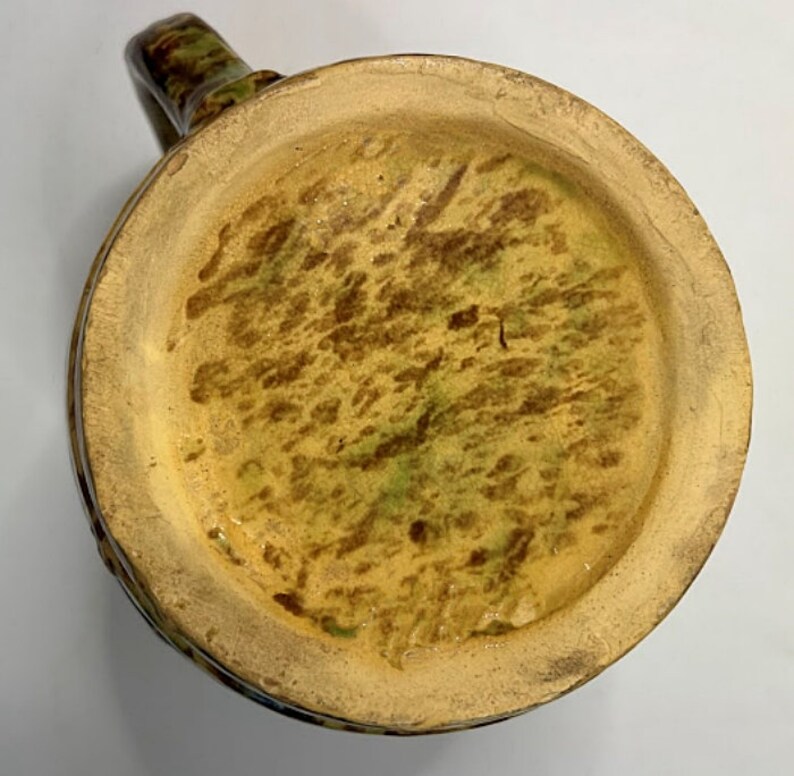 Antique Large YELLOW WARE PITCHER Morton Pottery Sponged Woodland Glaze ...