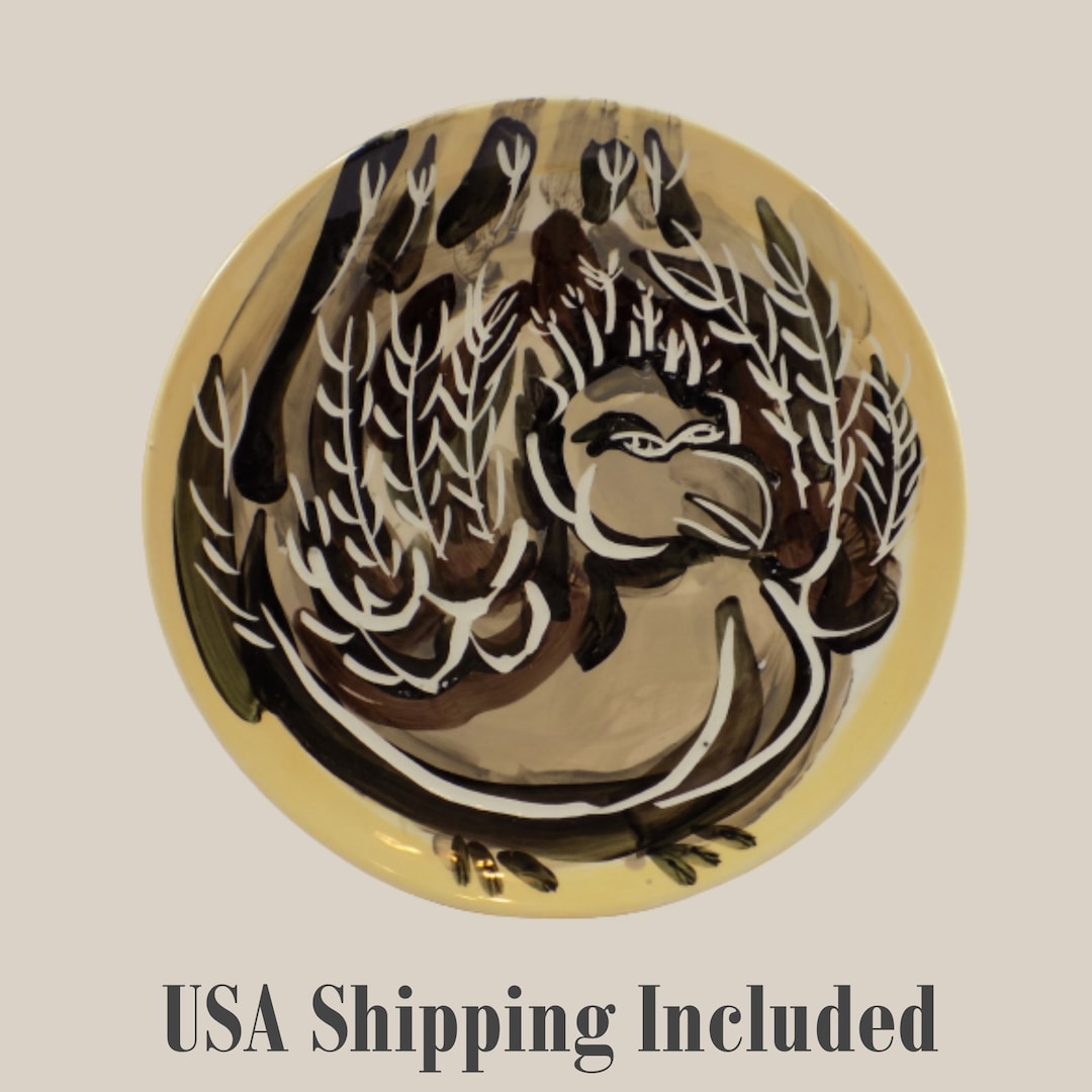 Vintage PAT CUSTER DENISON Art Pottery Plate Abstract "fat Dove" Signed ...