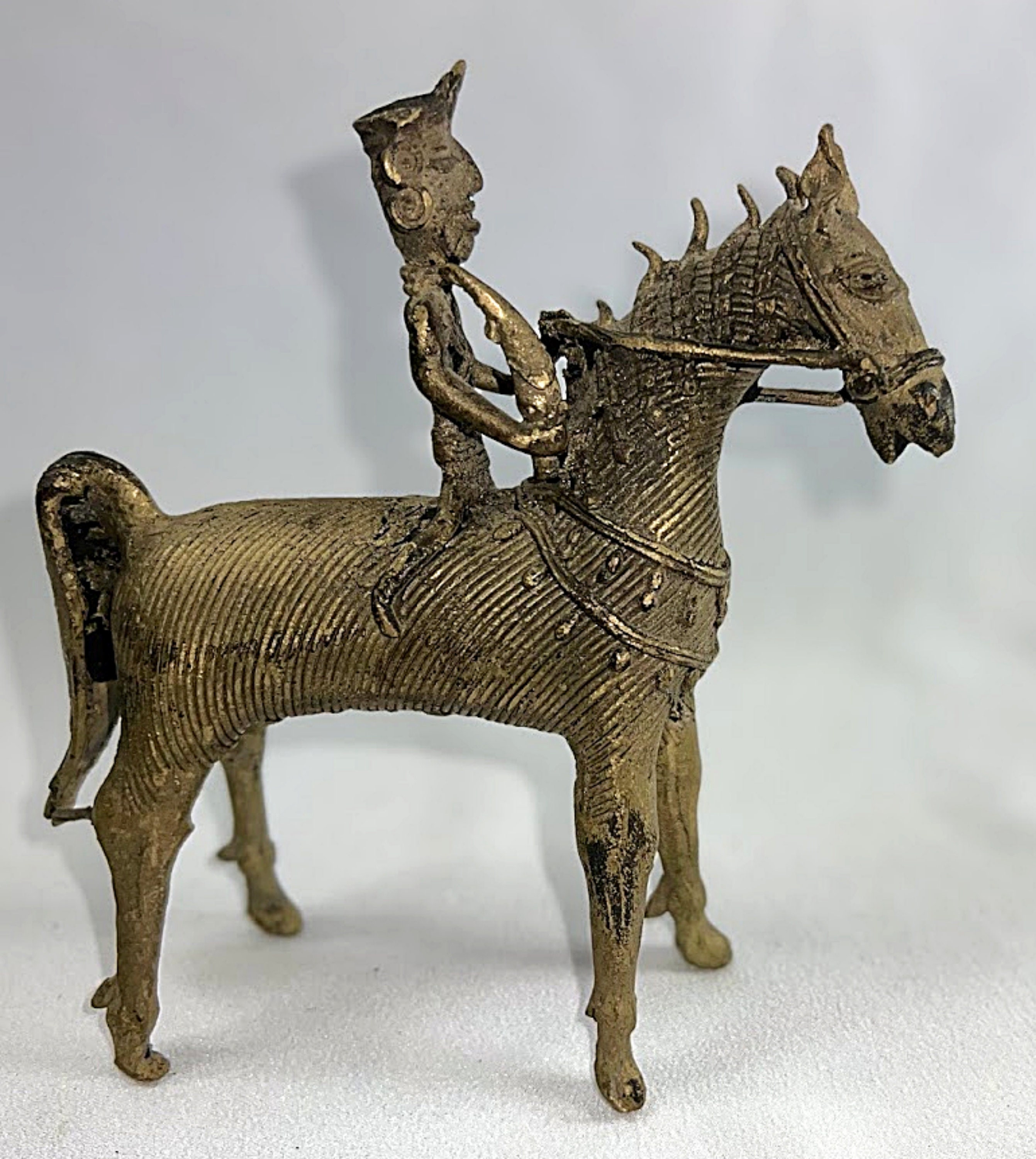 ANTIQUE BRASS DHOKRA Horse and Warrior lost Wax Figure From - Etsy