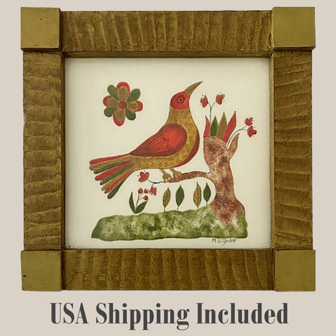 MARJORIE YODER Theorem 1973 PA Distelfink Painting in Grained Frame - Etsy