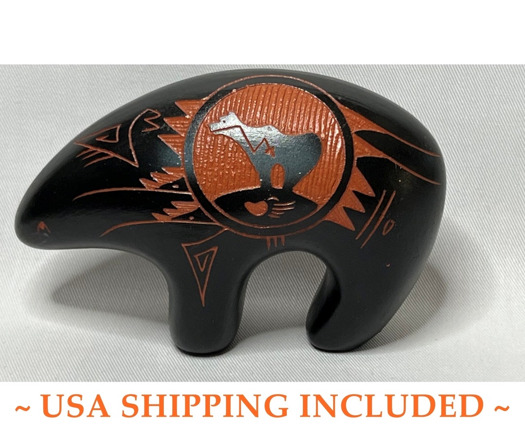 Vintage Dineh navajo Carved Pottery Bear Fetish by Mitchell - Etsy
