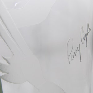 Vintage PERRY COYLE Art Glass 17 Inch Tall Vase With Etched Unicorn ...